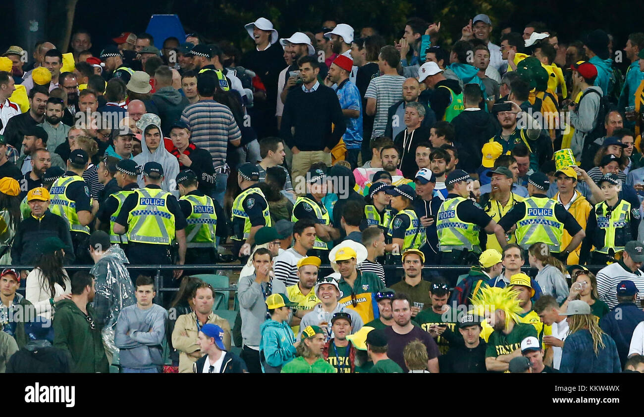 Police in the crowd during day one of the Ashes Test match at the ...