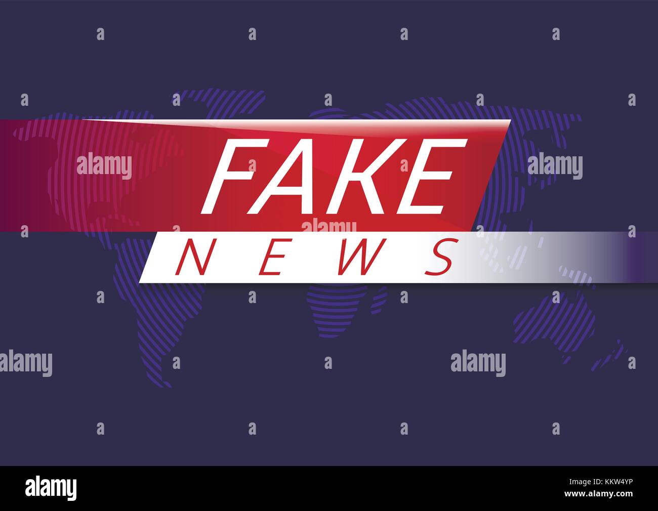 Fake news label over world map. Vector illustration Stock Vector Image ...