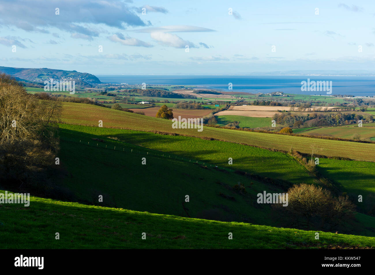 View towards Minehead and Exmoor near the village of Roadwater ...