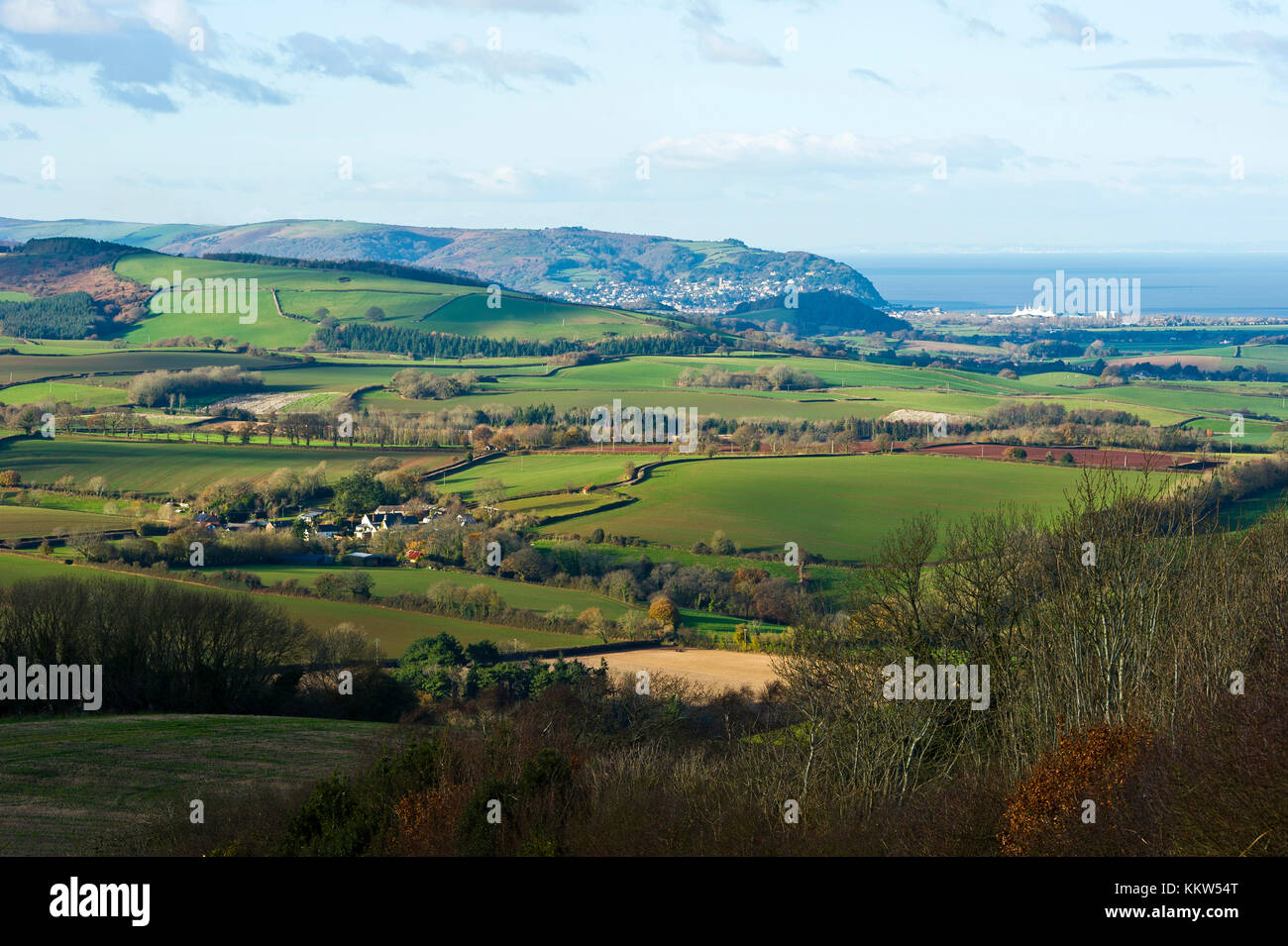 View towards Minehead and Exmoor near the village of Roadwater ...