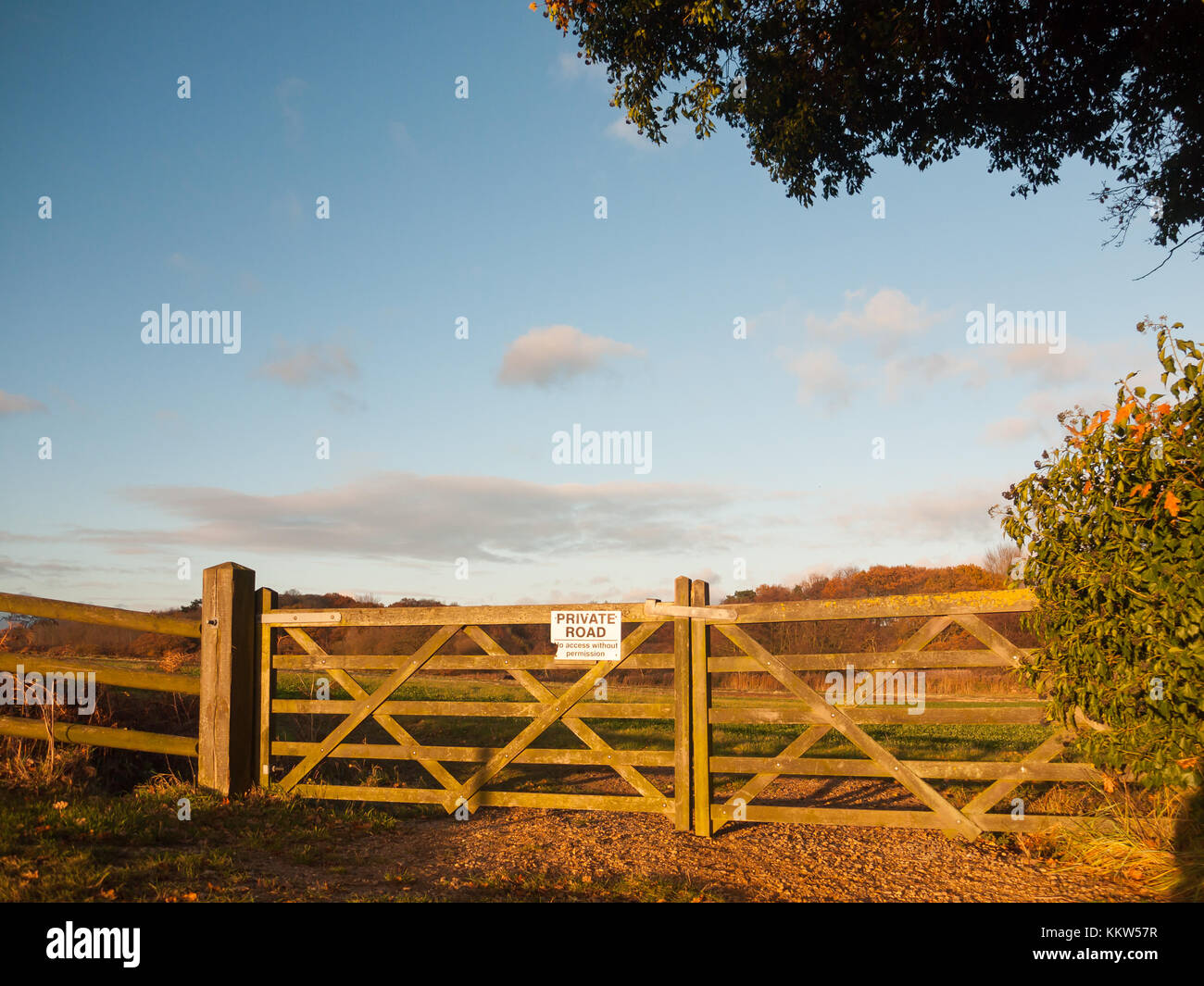 farmland countryside path trail track farm fence sign private road wood ...