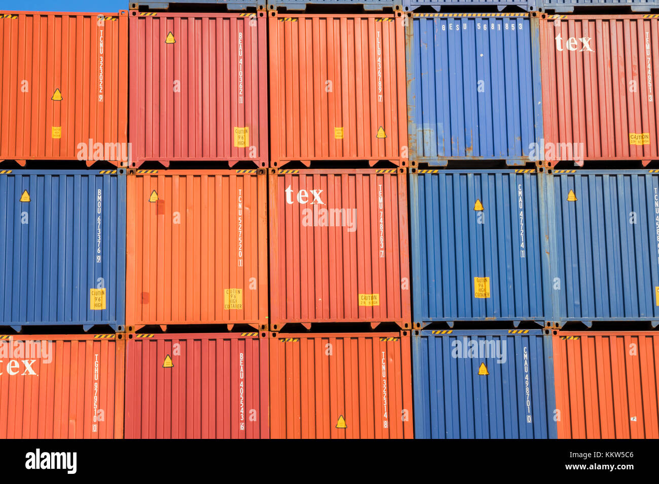 ROTTERDAM, THE NETHERLANDS - SEP 2, 2017: Sea containers stacked at a ...