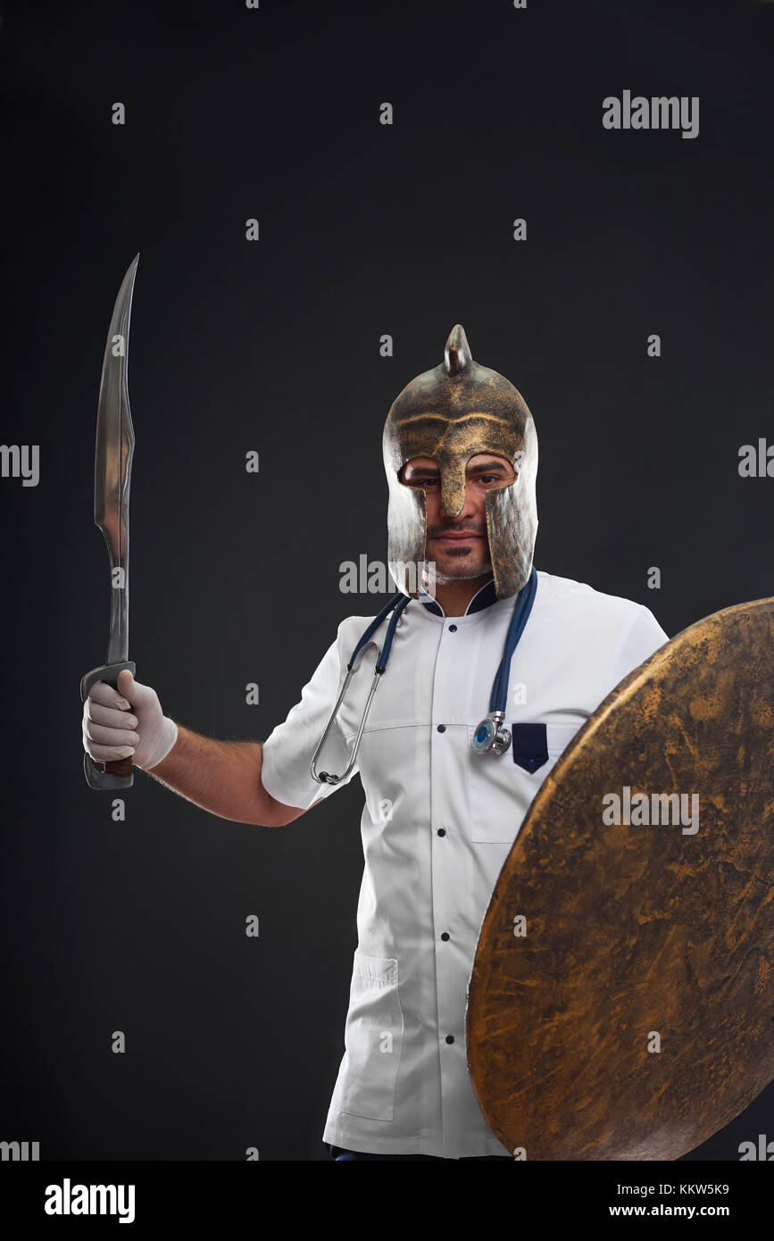 Male doctor wearing medieval armor Stock Photo - Alamy