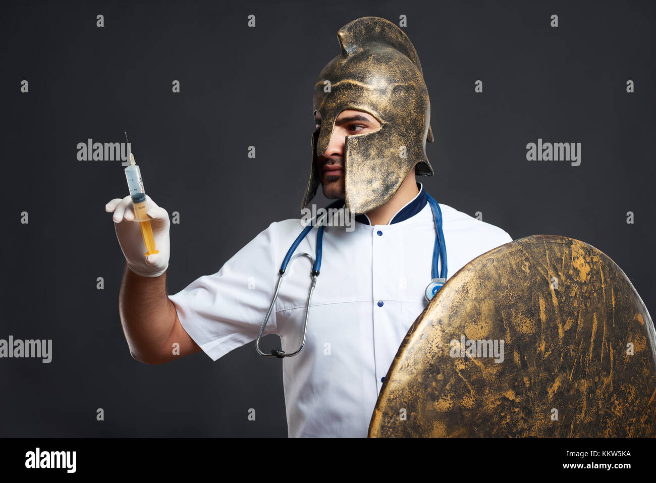 Male doctor wearing medieval armor Stock Photo - Alamy
