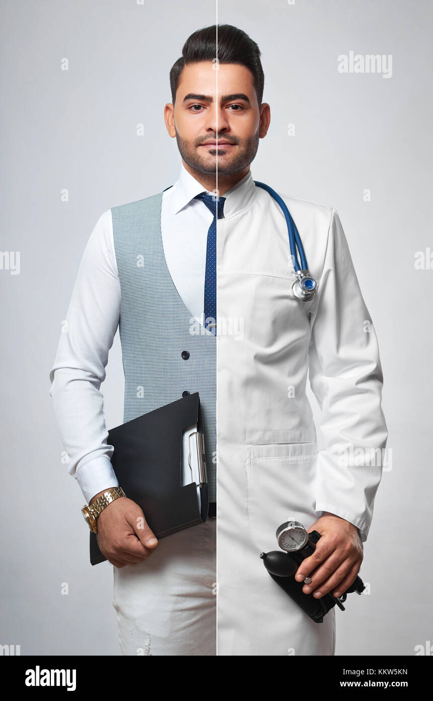 Combined photo of a businessman and doctor Stock Photo - Alamy