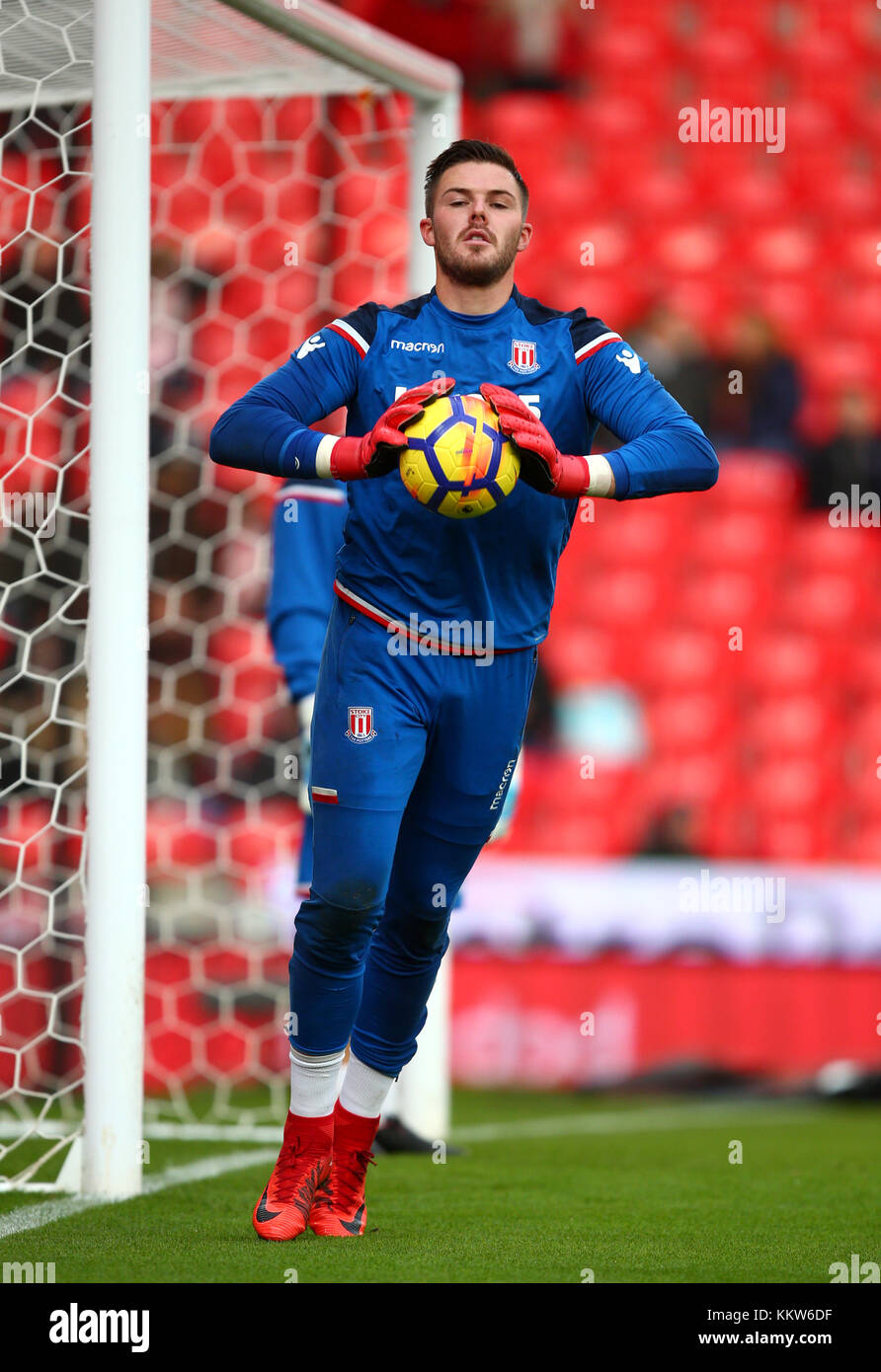 Stoke City goalkeeper Jack Butland during the Premier League match at ...