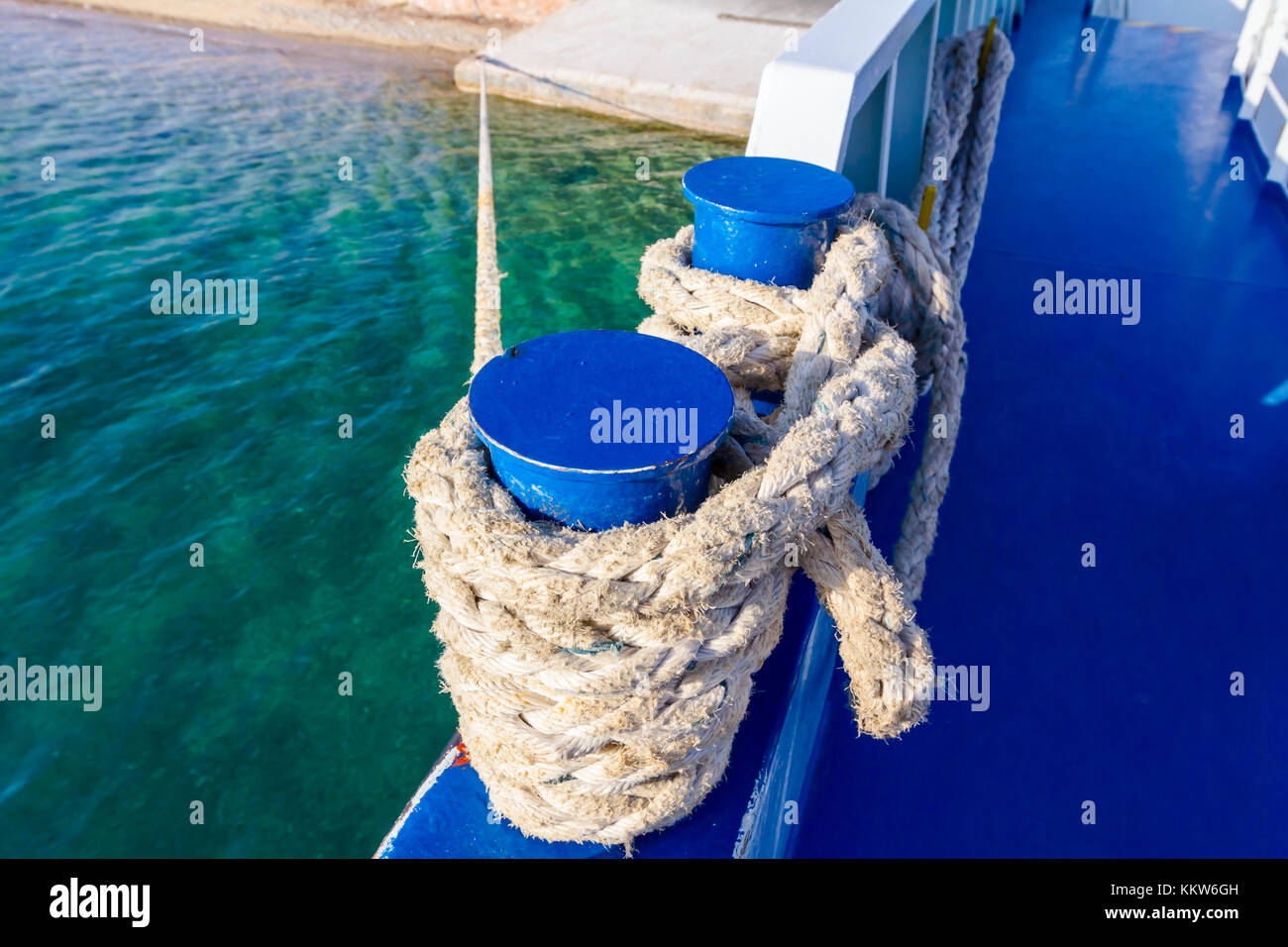 Vessel part, coil where boats are tied up with rope for the dock ...