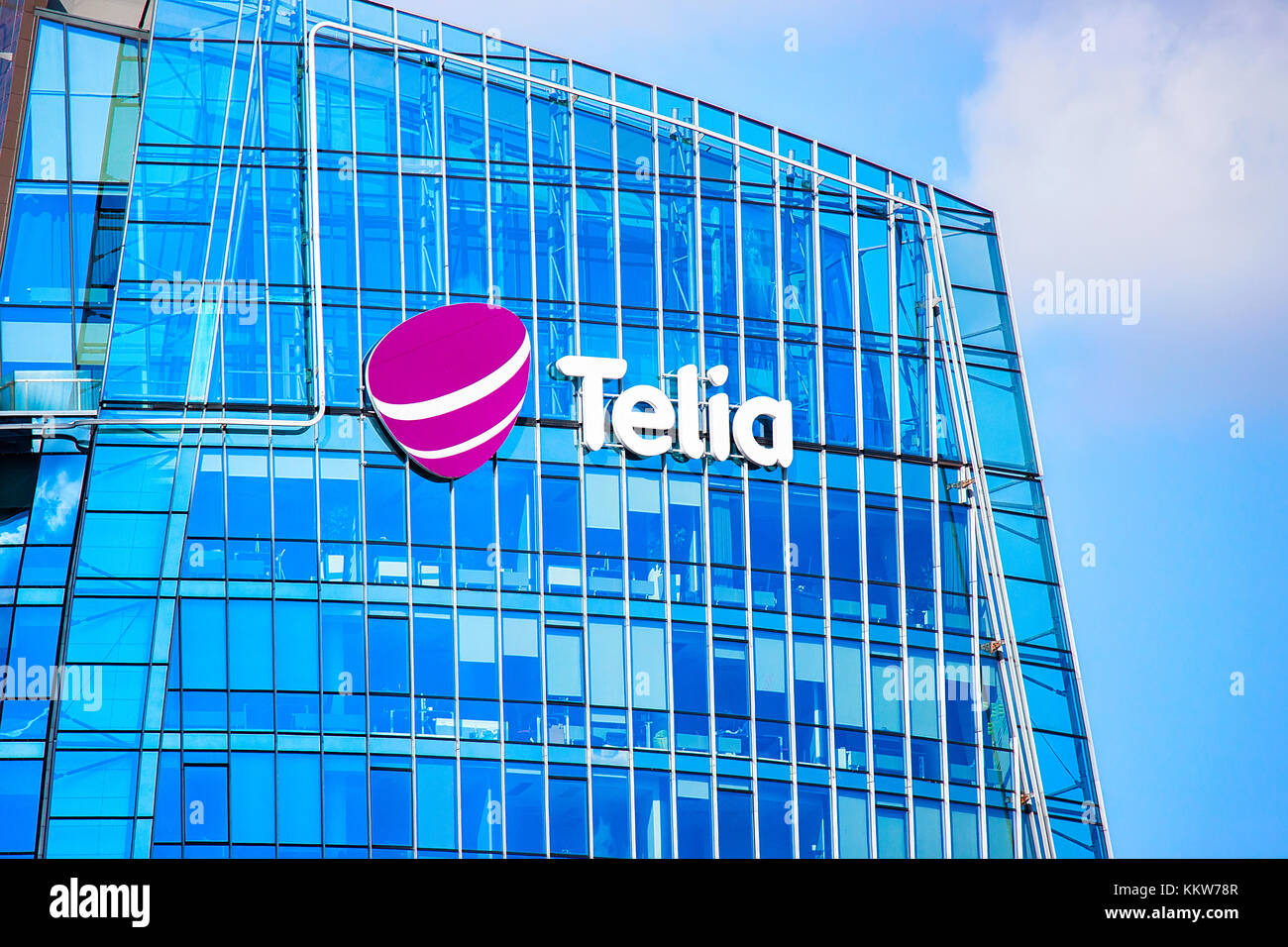 Vilnius, Lithuania - May 6, 2017: Glass windows in the modern office ...