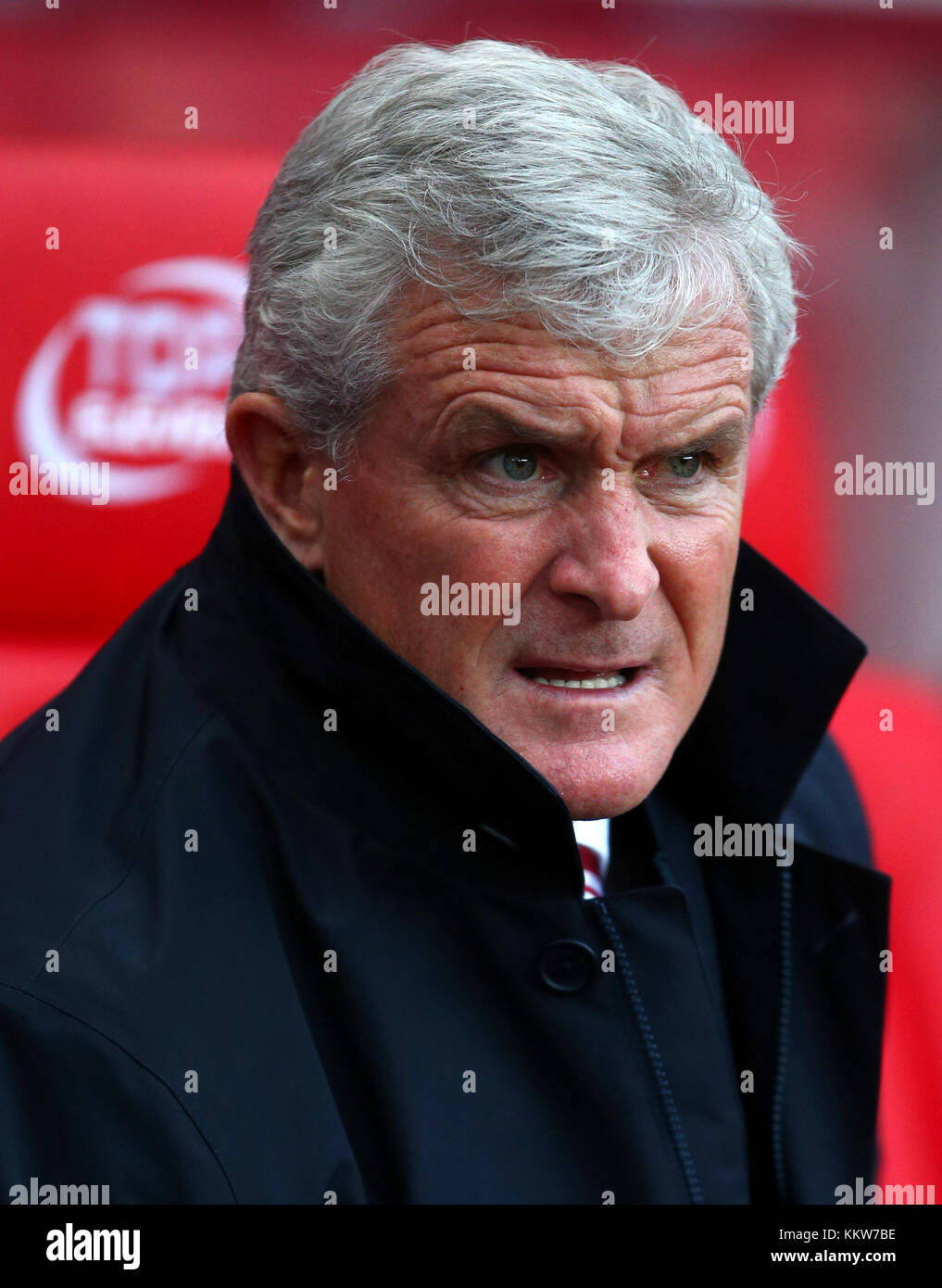 Stoke City manager Mark Hughes during the Premier League match at the ...
