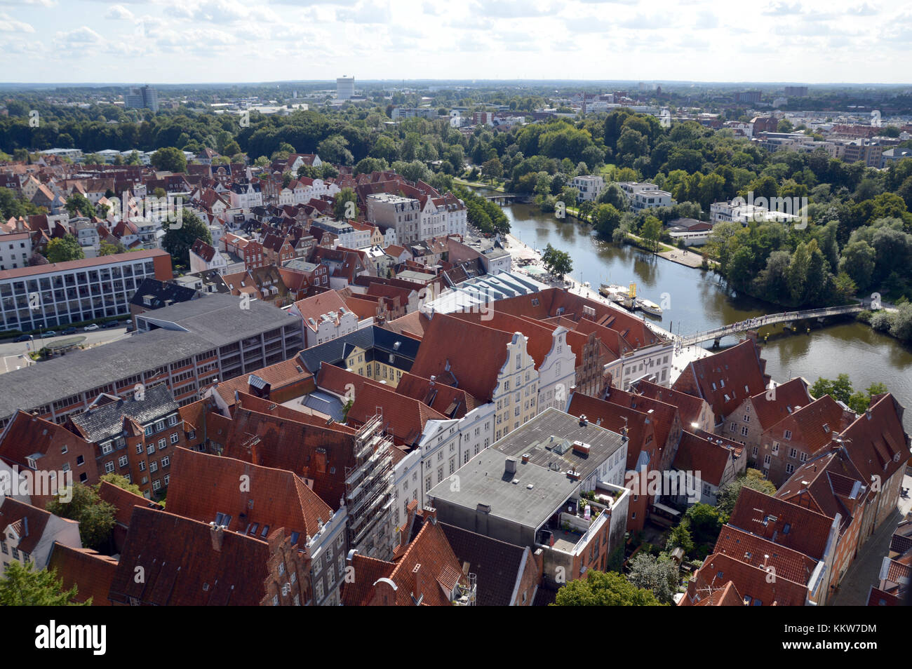 Aerial view of the historical town of Luebeck, here : Conservatory ...