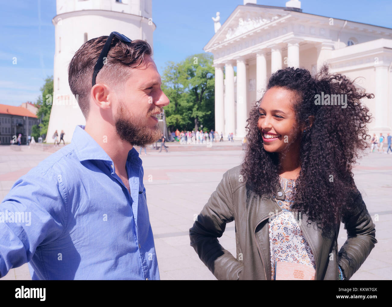Young multiracial couple dating as diversity friendship and ...