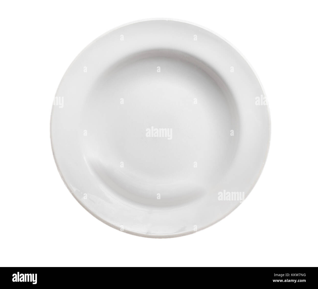 Porcelain or ceramic white plate, ordinary, on a isolated pure white ...