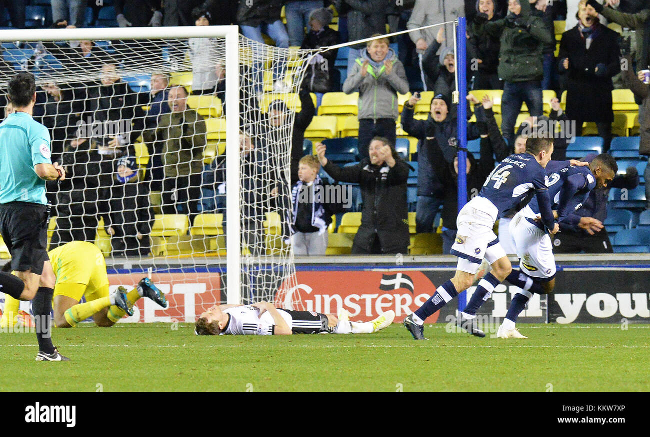 Millwall's Mahlon Romeo (right) celebrates scoring his side's second ...
