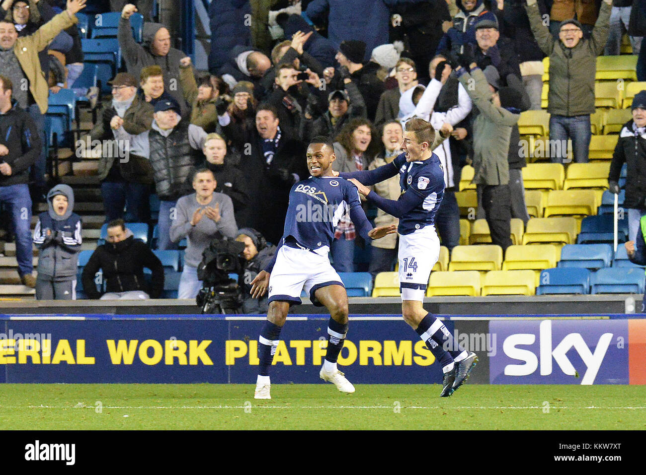 Millwall's Mahlon Romeo (left) celebrates scoring his side's second ...