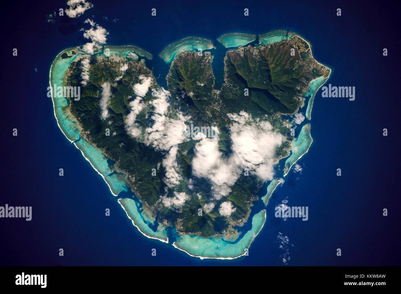 Daytime view of Moorea Atoll, French Polynesia from the International ...