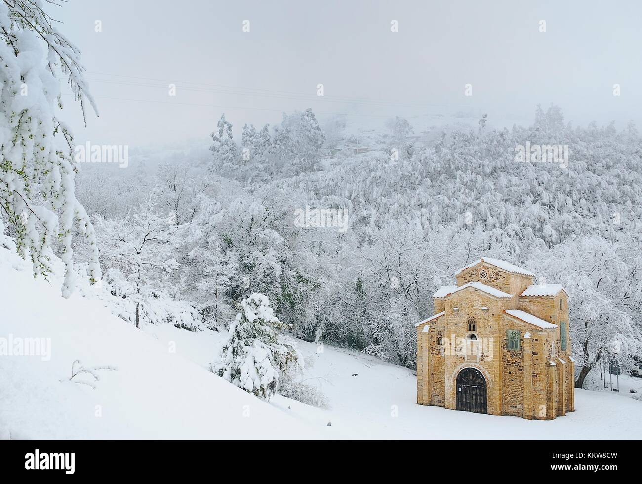 St Miguel of Lillo snowed in Asturias, Spain Stock Photo - Alamy
