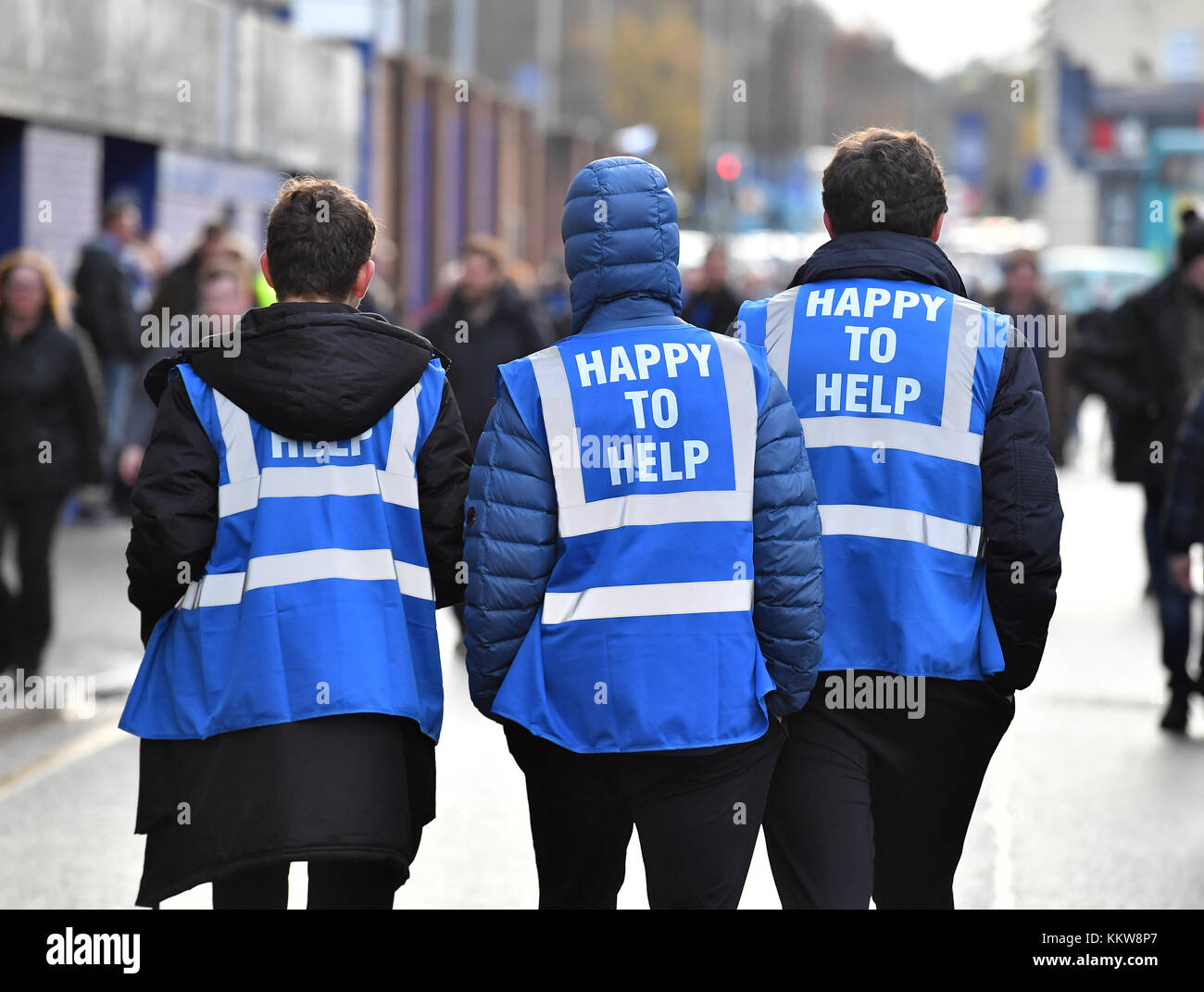 Everton staff outside the ground before the Premier League match at ...