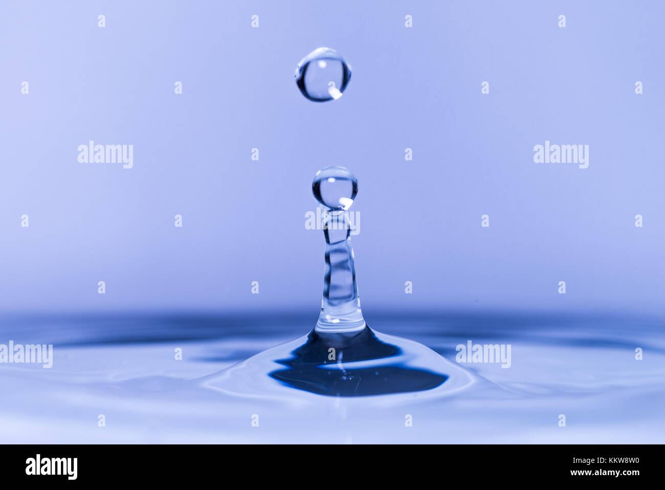 Close up of water drop dropping into water Stock Photo - Alamy