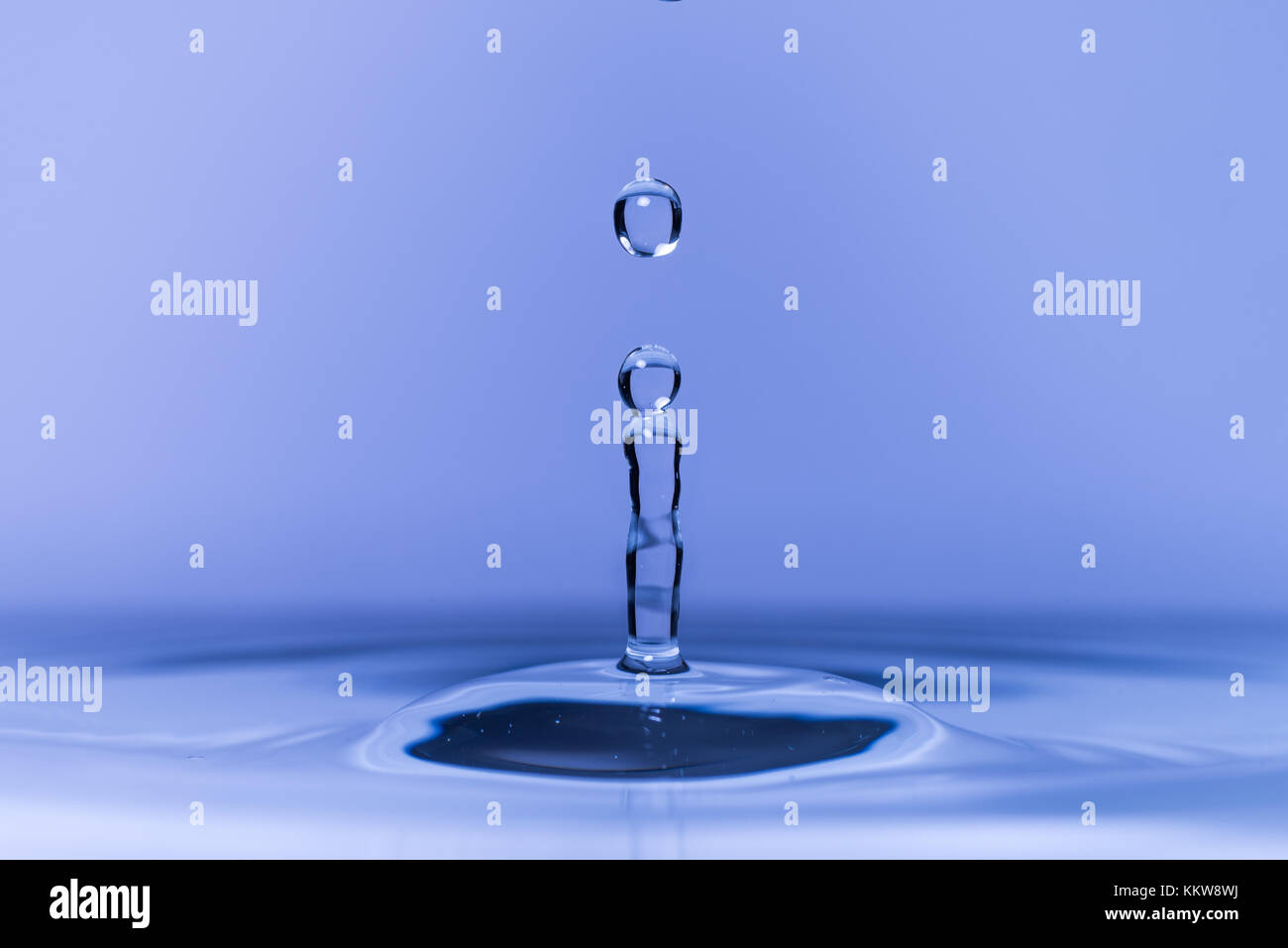 Close up of water drop dropping into water Stock Photo - Alamy