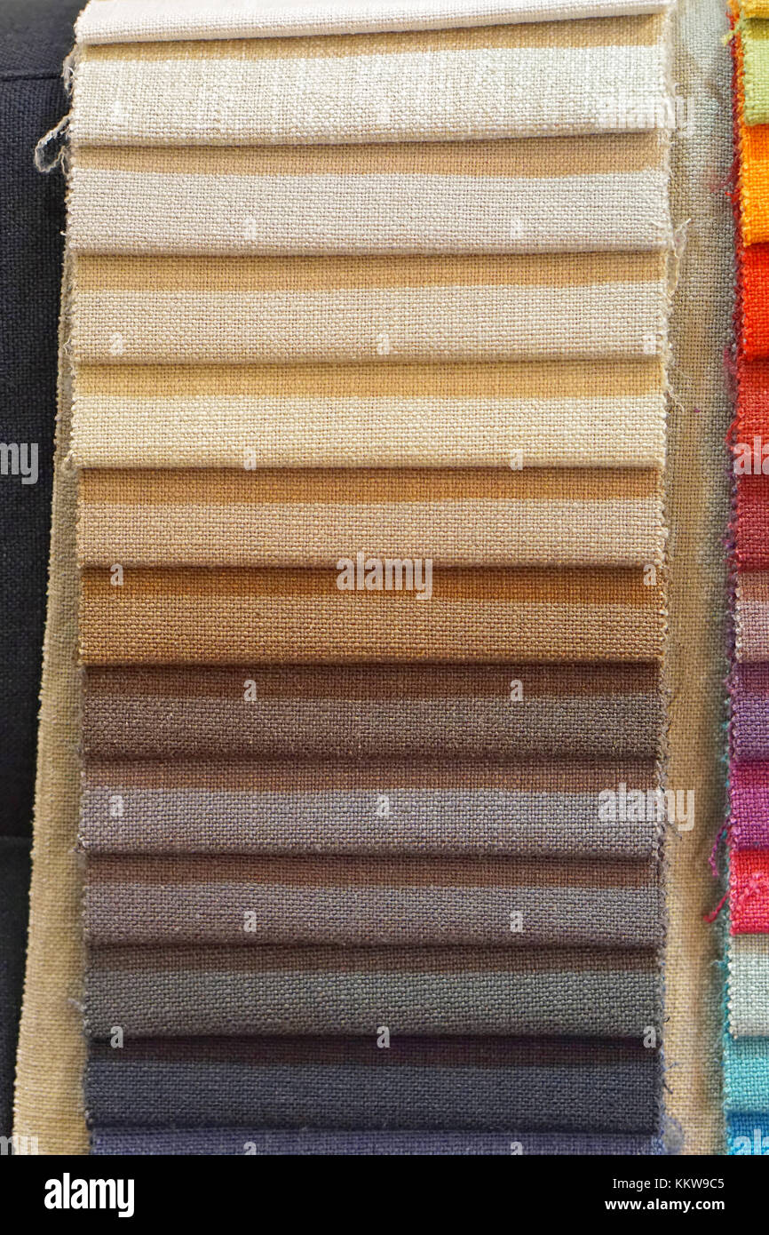 Textile linen material earthy colour samples Stock Photo - Alamy