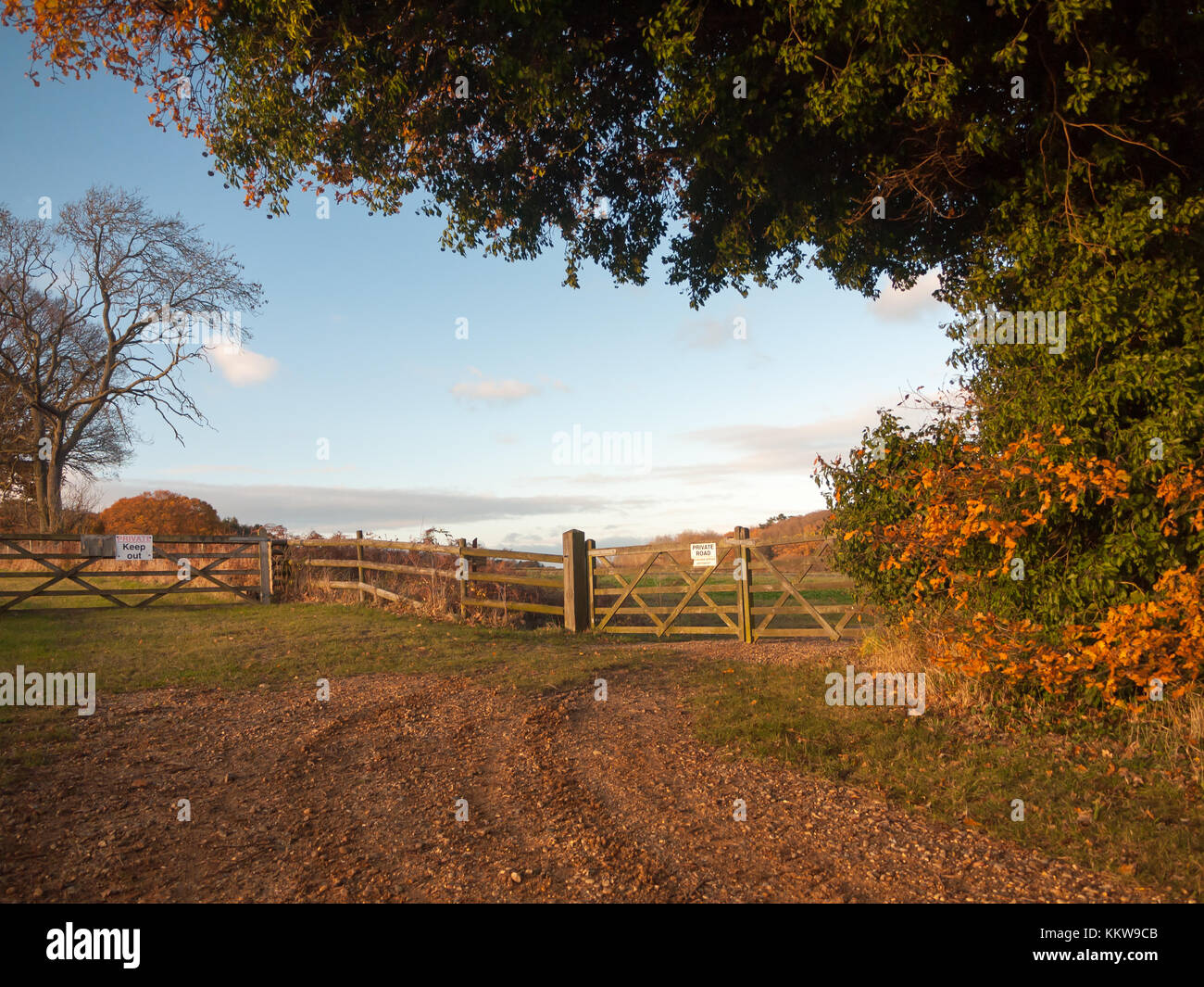 farmland countryside path trail track farm fence sign private land ...