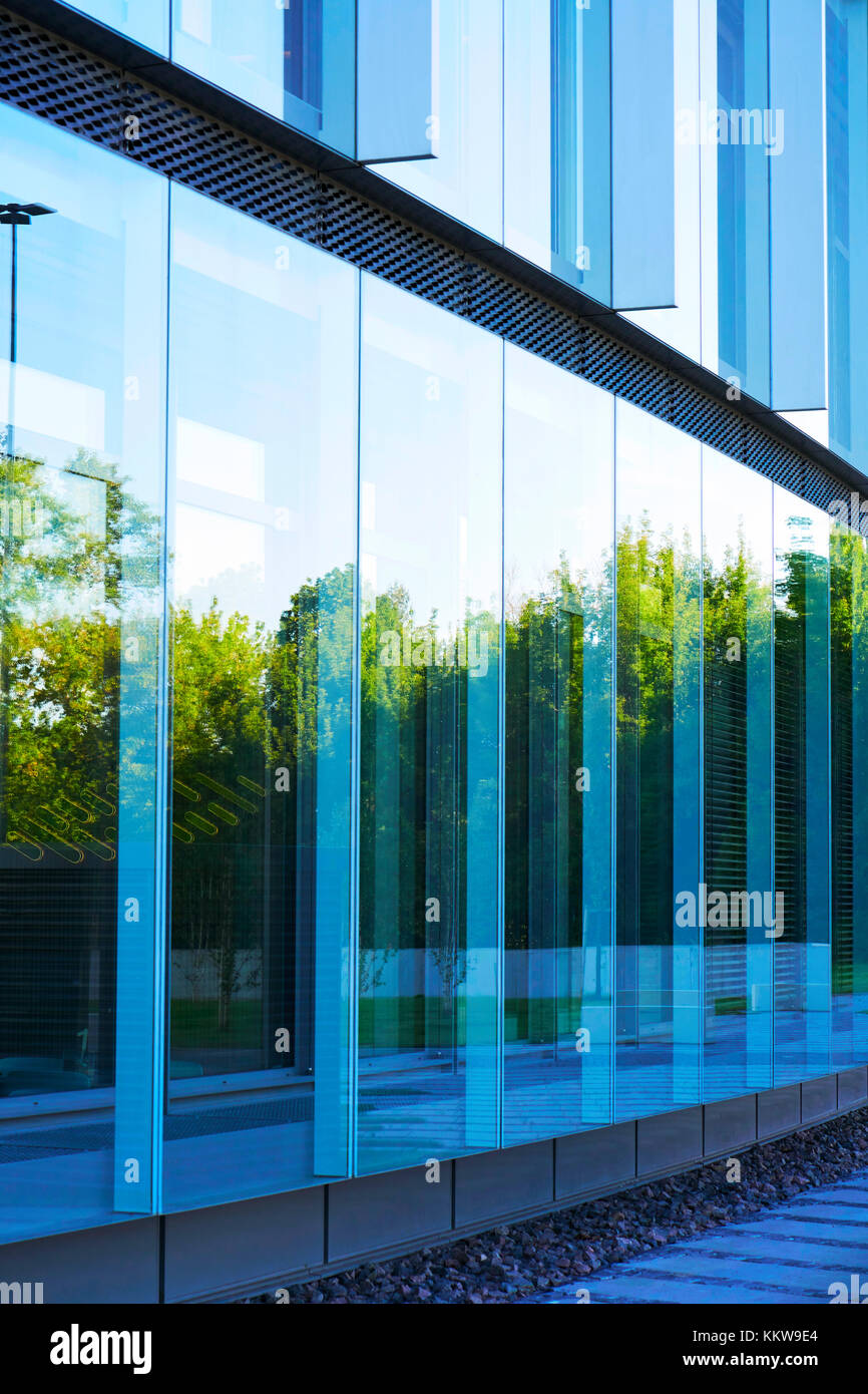 Windows of modern futuristic steel and glass skyscraper building ...