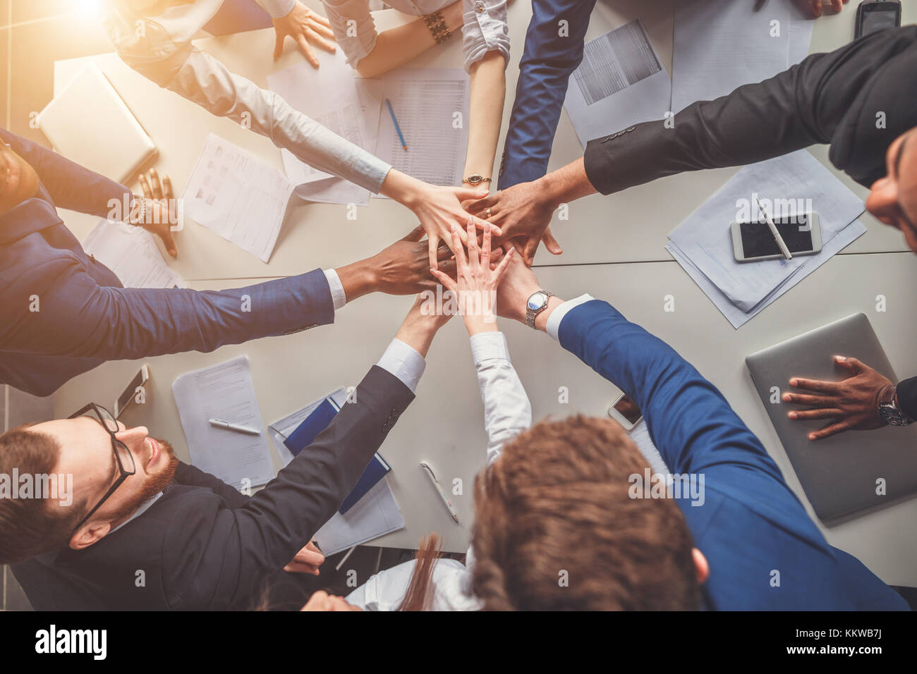 success and winning concept - happy business team celebrating victory ...