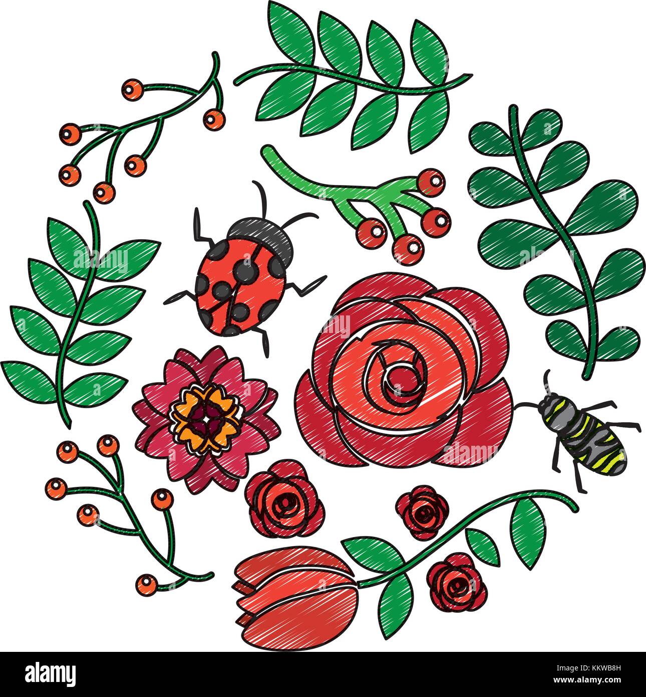 flowers and ladybugs icon image Stock Vector Image & Art - Alamy
