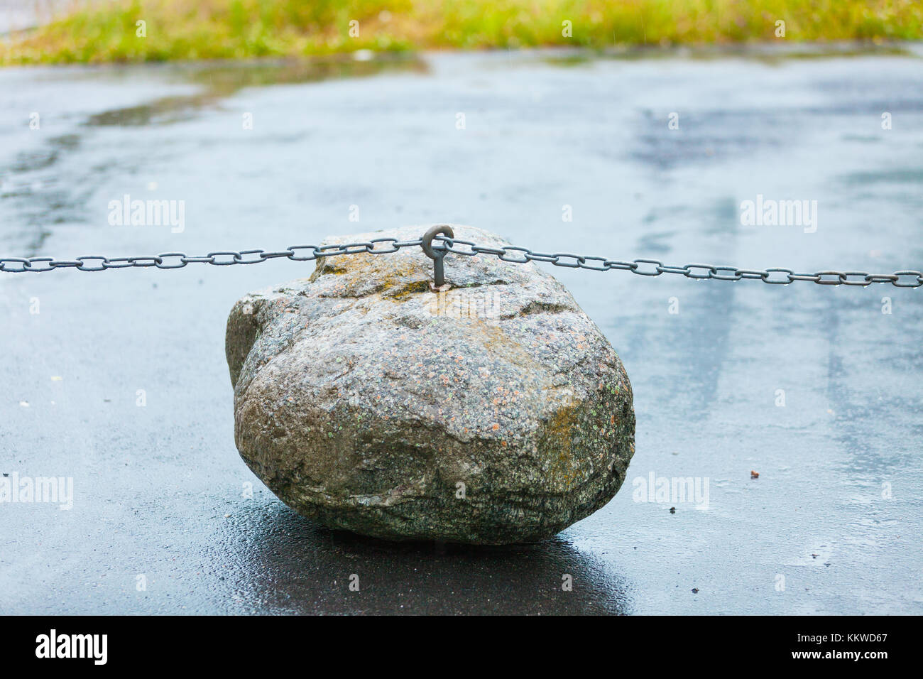 Security objects in design decorative way. Big rock stone with secure ...