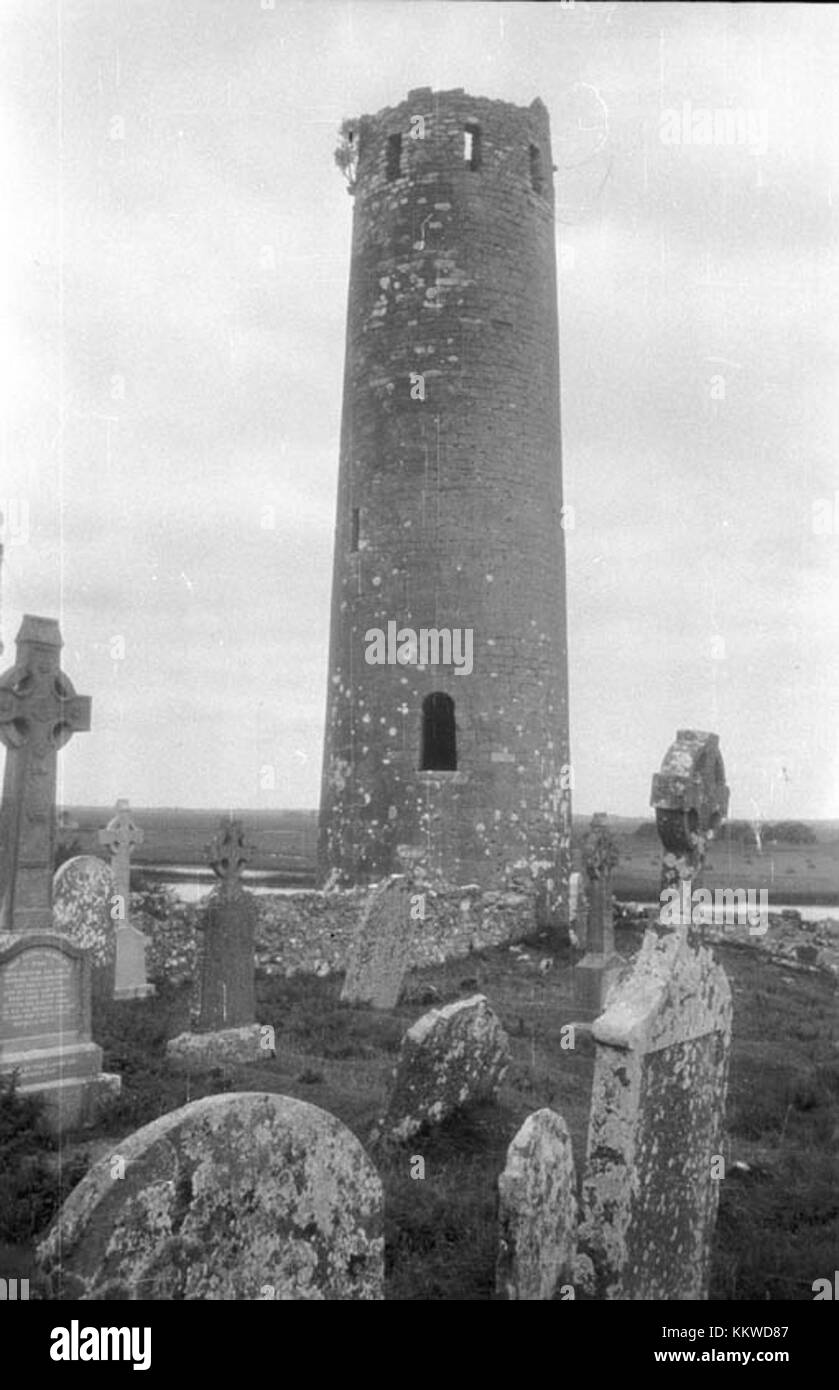 A photograph of Clonmacnoise, an ancient monastic site in Ireland ...