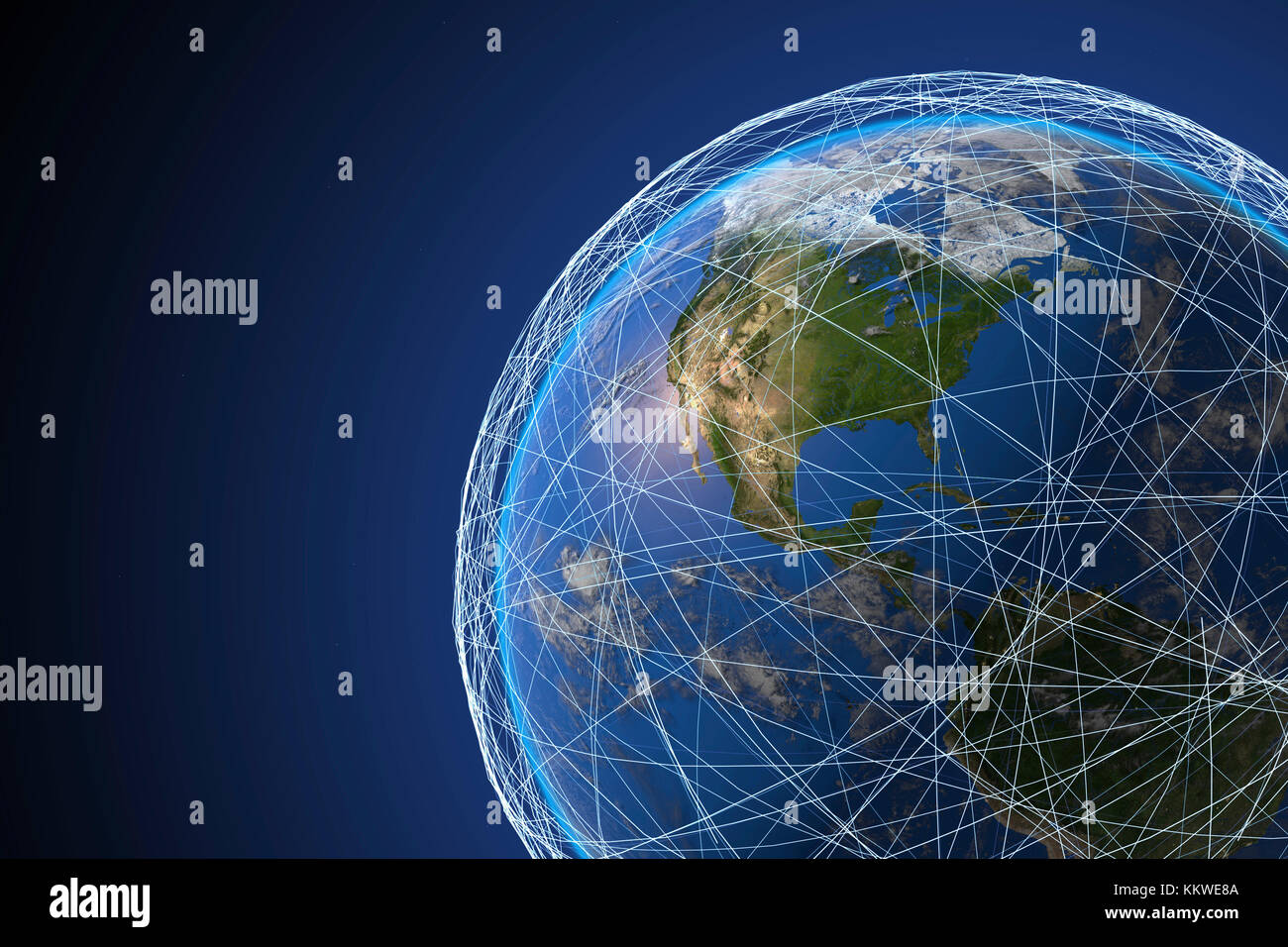 Global connections, conceptual computer illustration. View focused on ...