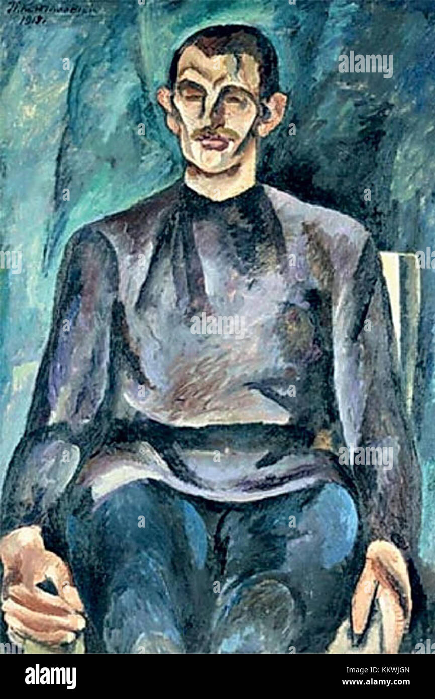 A portrait of Yury Petrovich Yuryev, painted by P. Konchalovsky in 1913, depicts the Russian ...