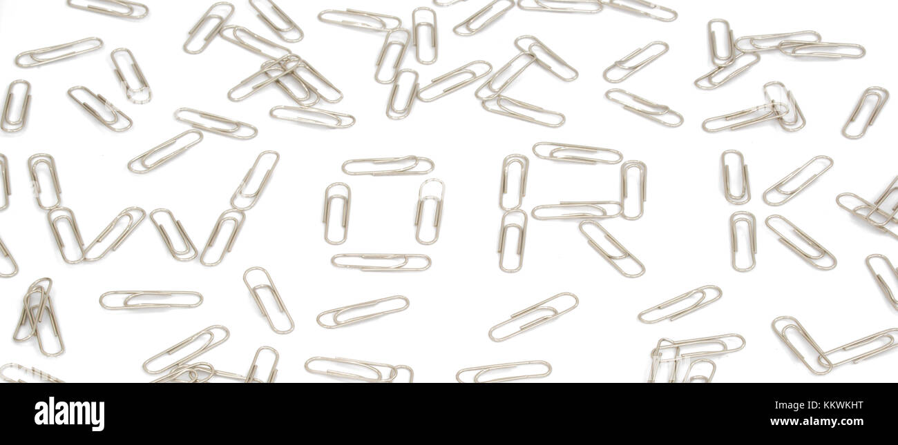 Work word office concept written with paper clips isolated on white ...