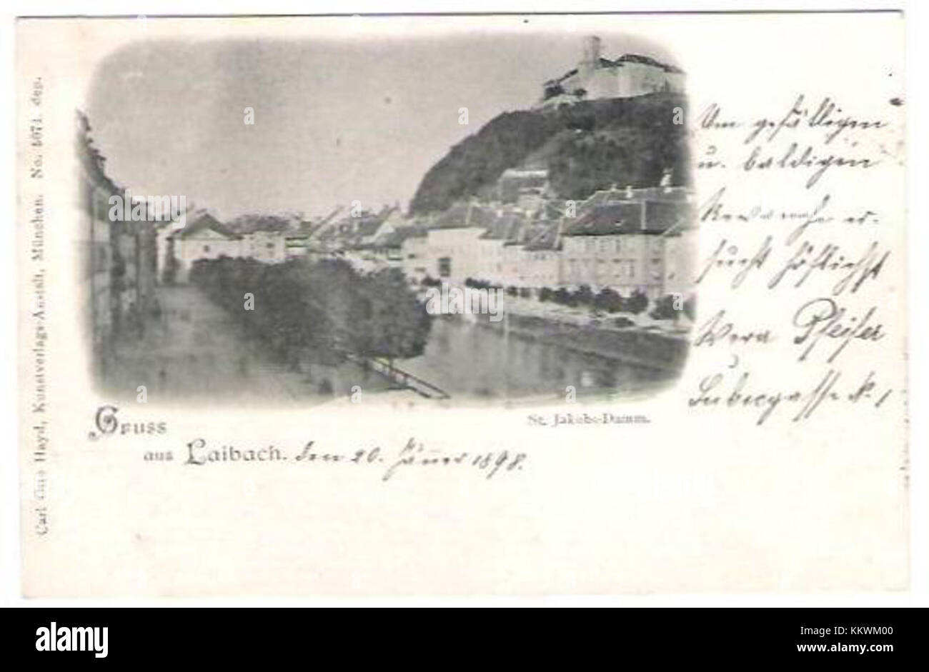 An 1898 postcard of Ljubljana, the capital of Slovenia, showcasing the ...