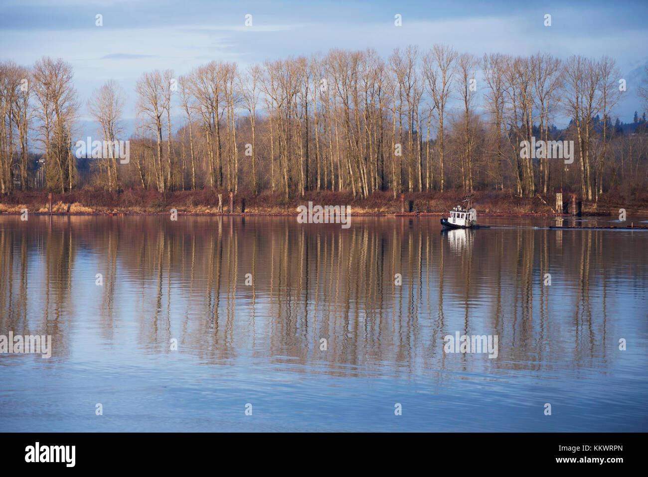 Tug boat on the Fraser River. Mission BC Canada Stock Photo - Alamy