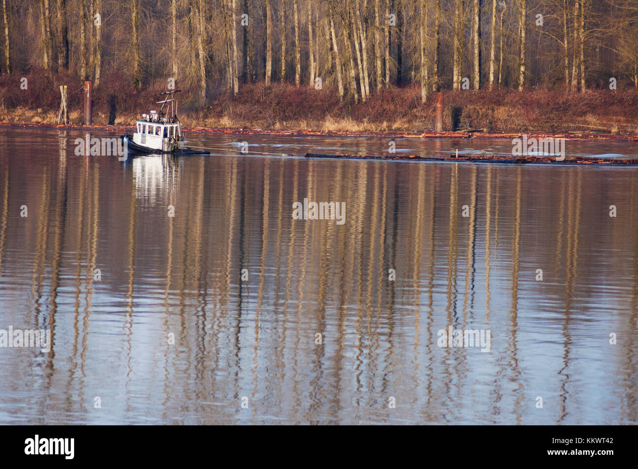 Tug boat on the Fraser River. Mission BC Canada Stock Photo - Alamy