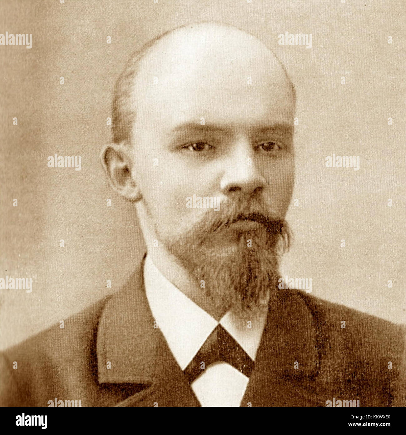 This image features Vladimir Ulyanov Lenin, the leader of the Bolshevik ...