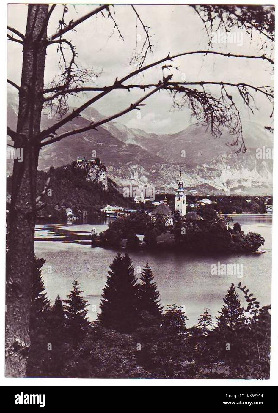 A 1963 postcard depicting Bled, Slovenia, showcasing its iconic lake ...