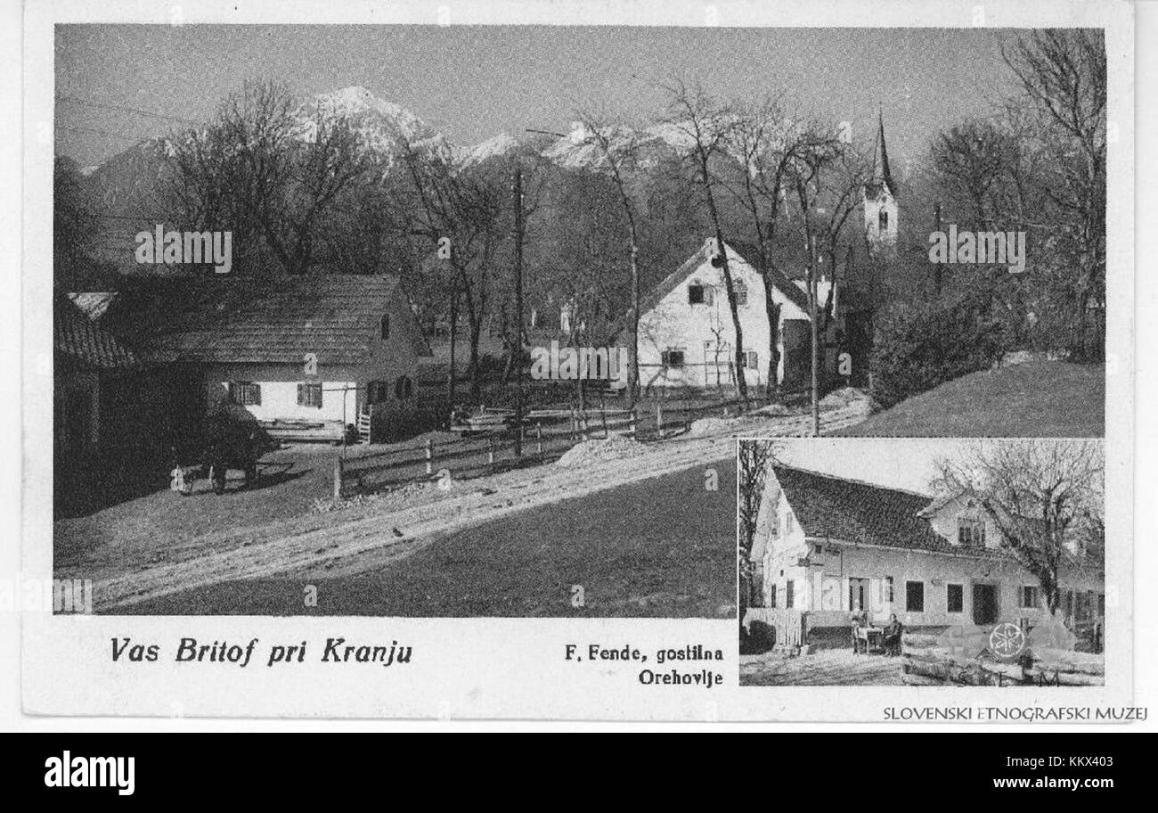 A postcard depicting Britof, a village located in Bosnia and ...