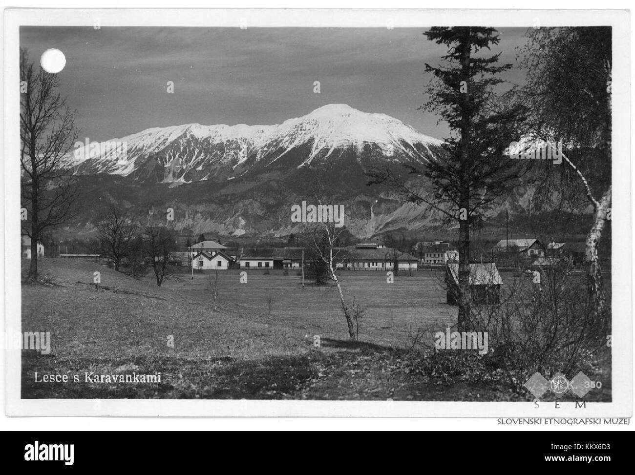 This postcard showcases a historical view of Lesce, a town located in ...
