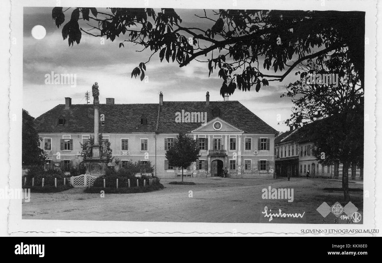 This postcard showcases an image of Ljutomer, a town in northeastern ...