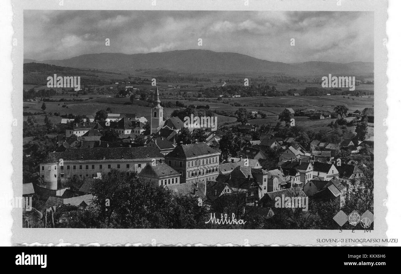 This postcard depicts the town of Metlika, located in Slovenia. Known ...