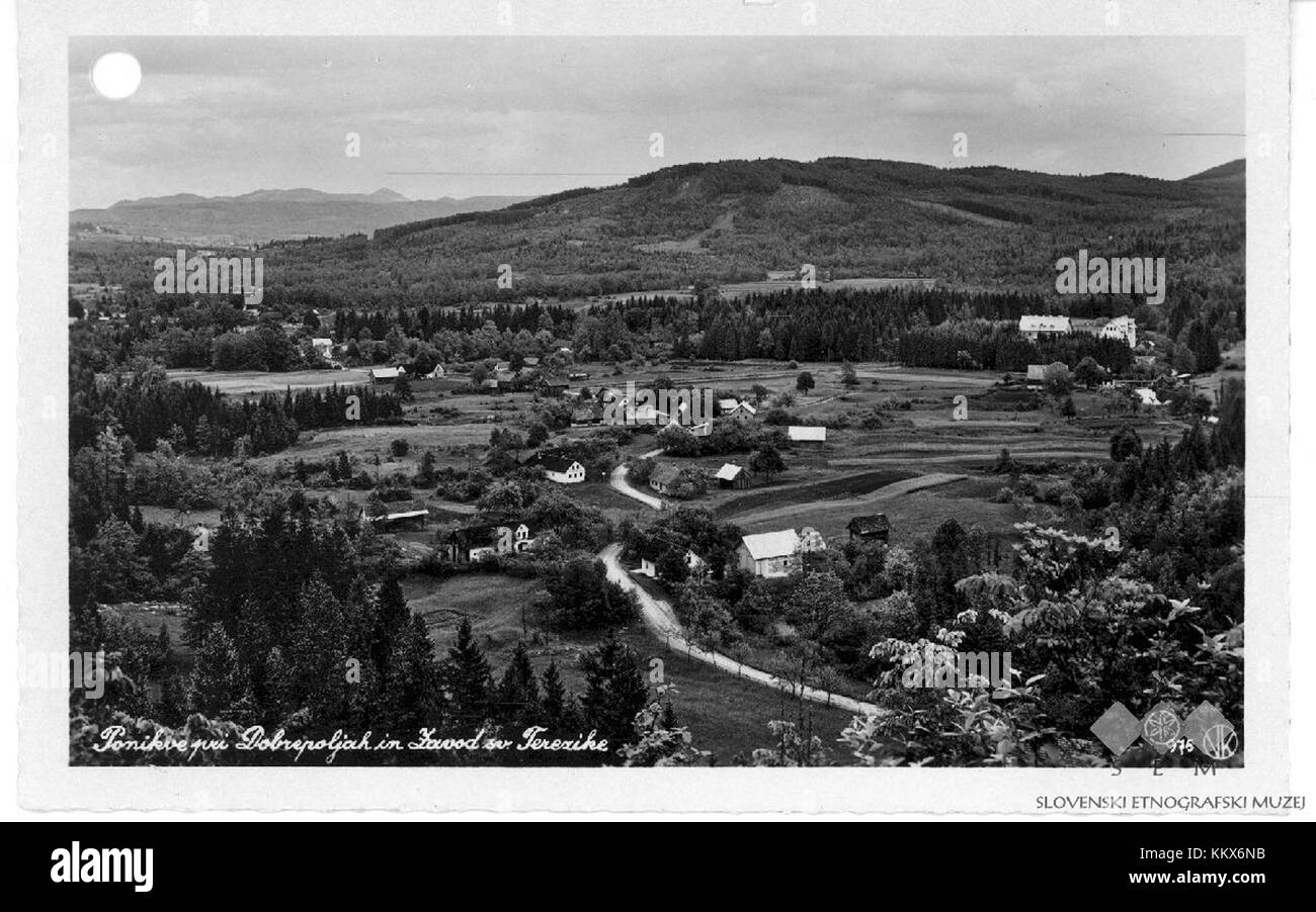 The postcard of Ponikve depicts a scenic view of the Ponikve region ...