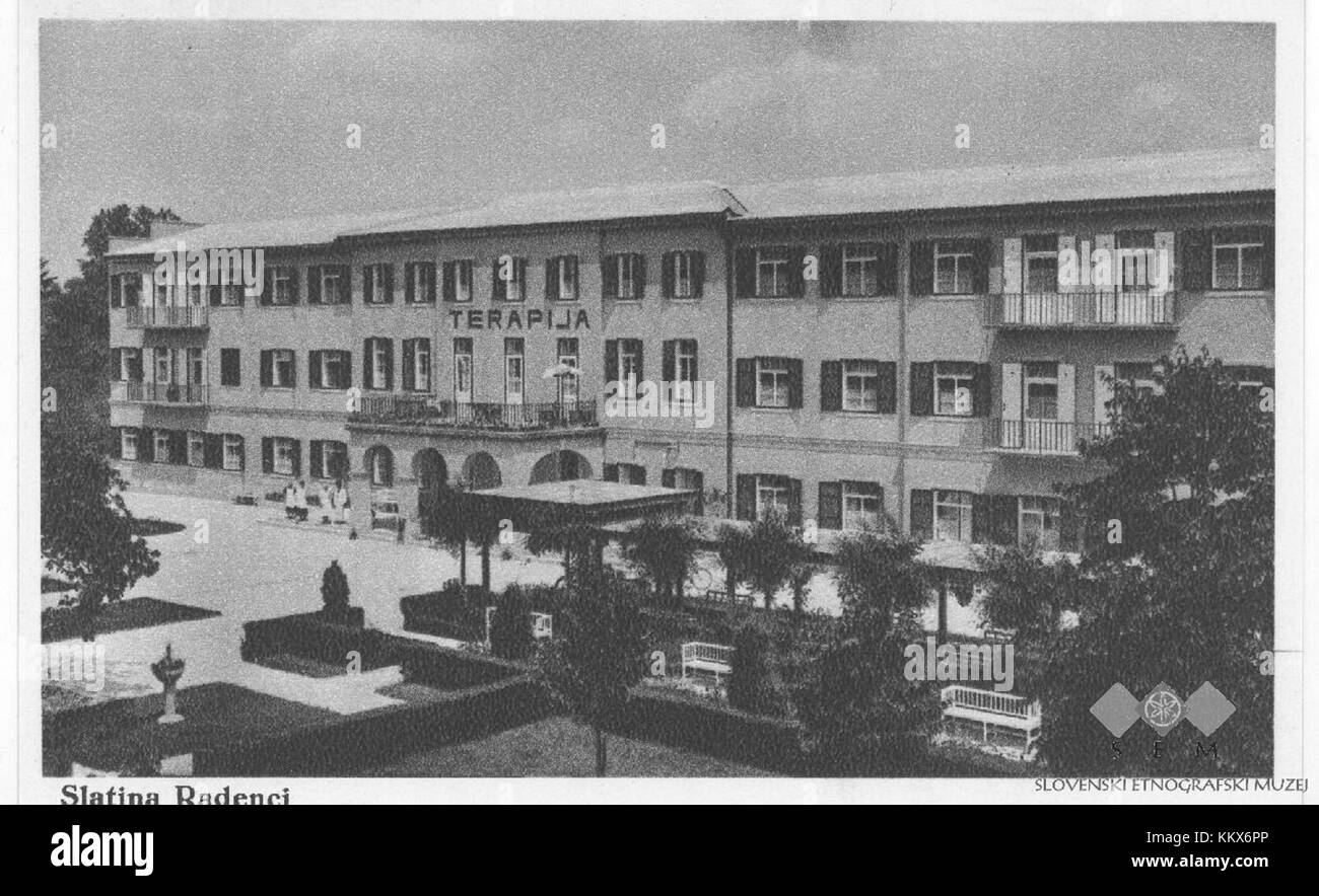 This postcard depicts Radenci, a town in Slovenia, known for its ...