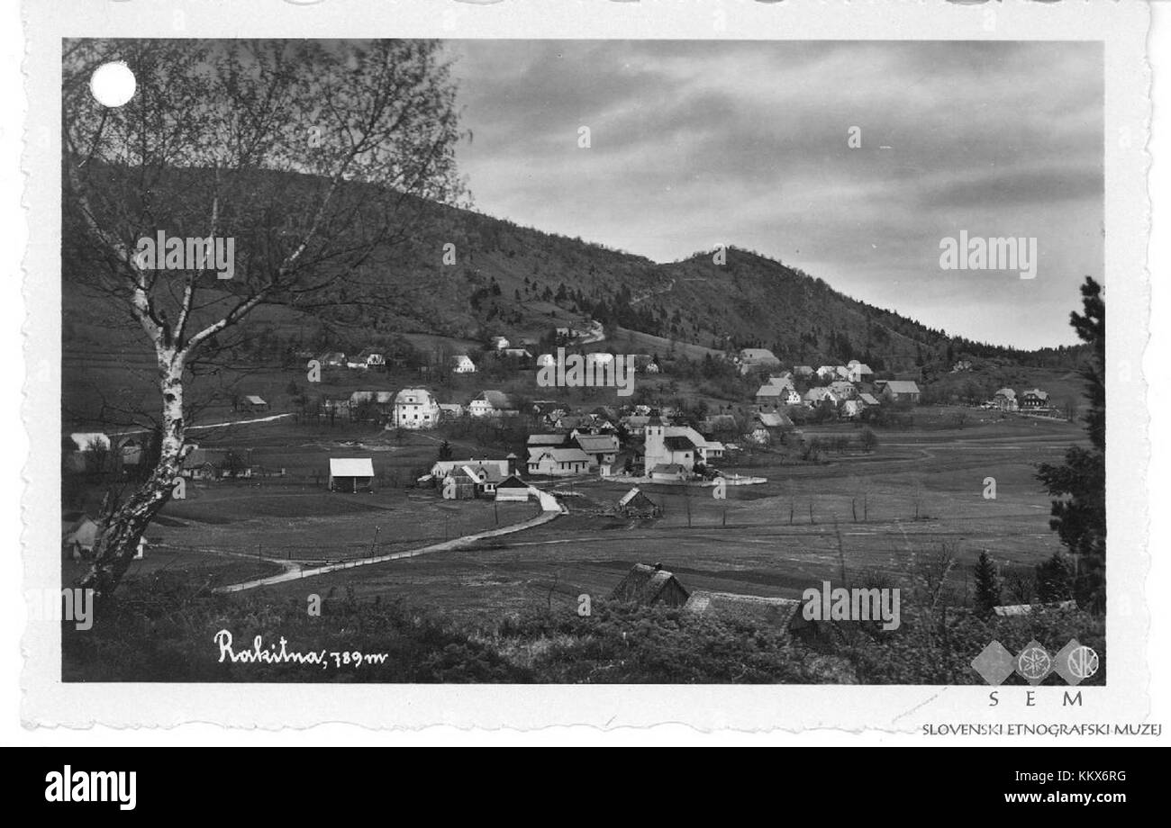 This postcard depicts the scenic town of Rakitna, located in Slovenia ...