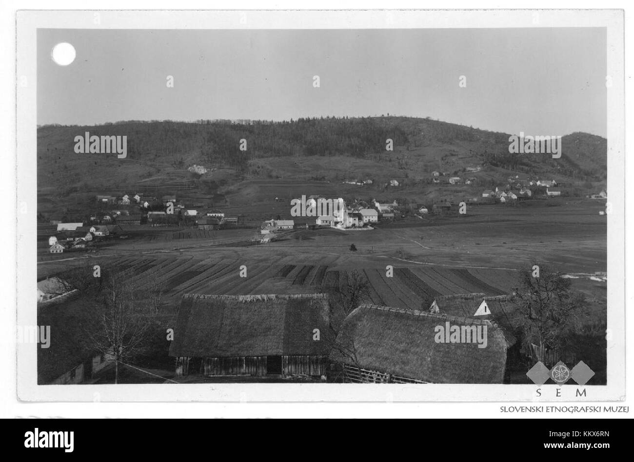A vintage postcard showing Rakitna, a village in Slovenia. The postcard ...