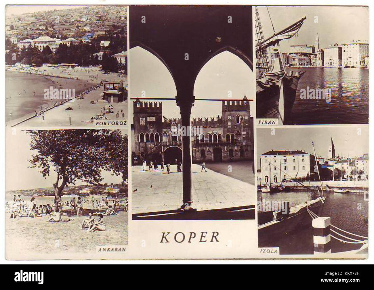 This 1962 postcard depicts the coastal town of Koper, Slovenia. Koper ...