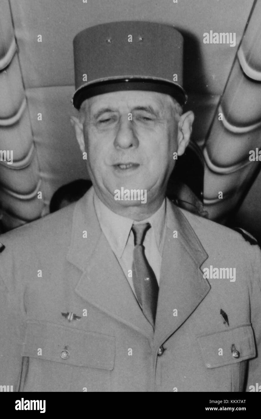 A cropped image of Charles de Gaulle, the French military leader and ...