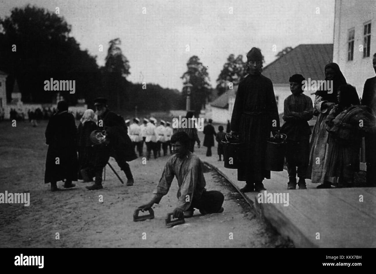 This photograph from 1903 shows pilgrims visiting the Sarov Monastery ...