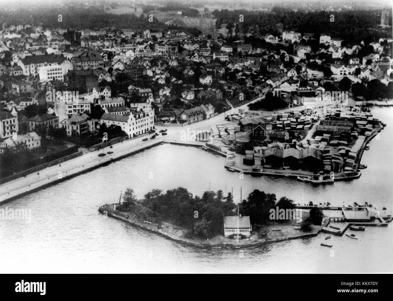 An aerial photograph of Oskarshamn, Sweden, showcasing the town's ...